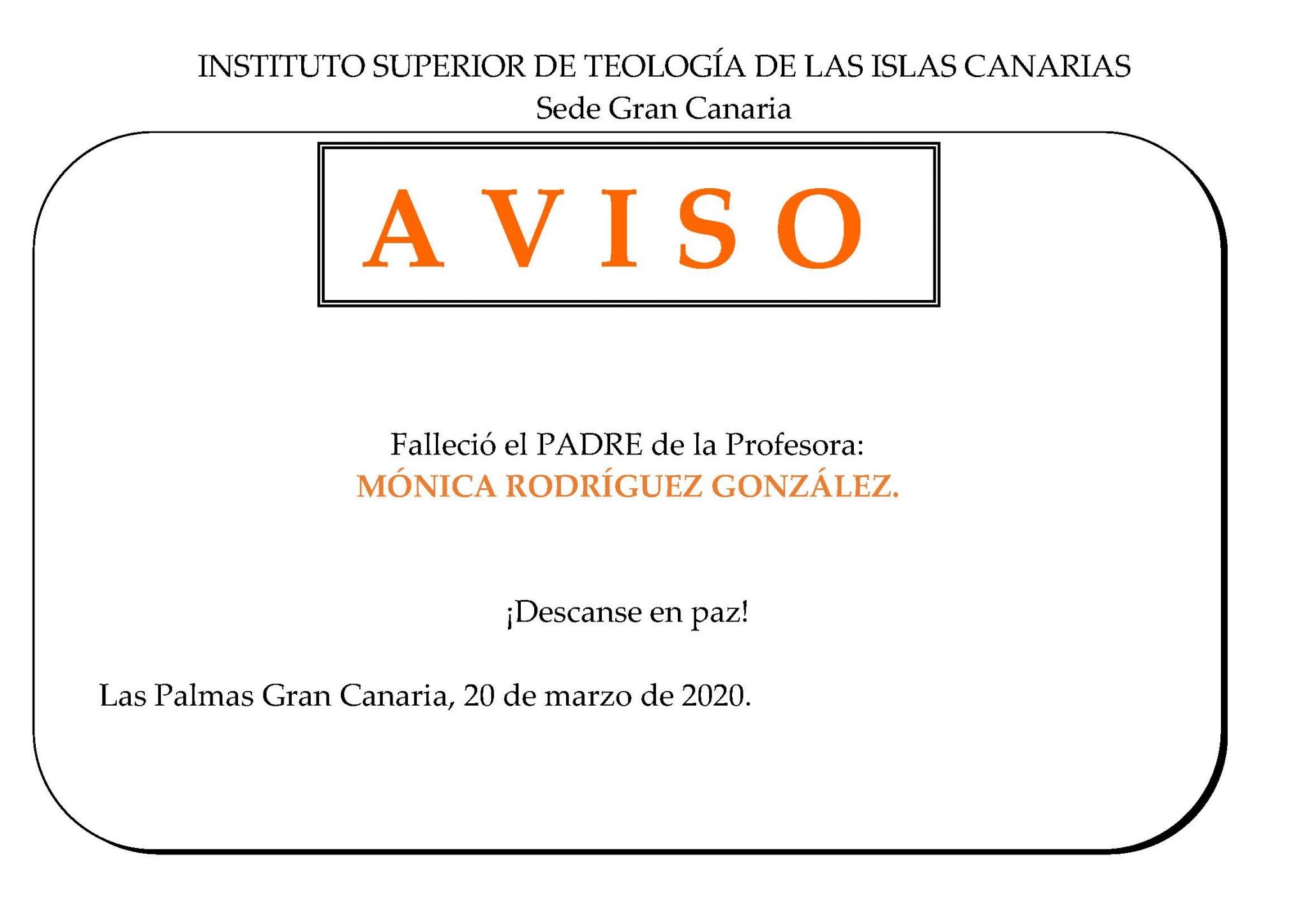 Aviso de fallecimiento | ISTIC